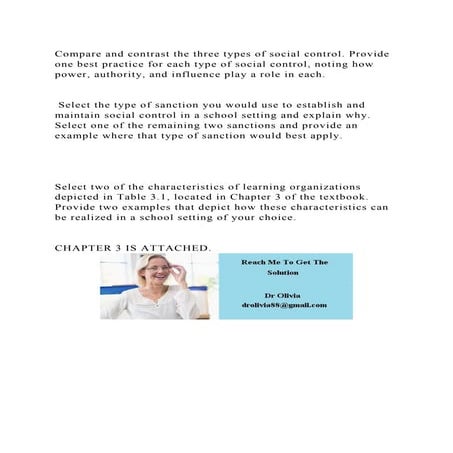Compare and contrast the three types of social control. Provide one .docx
