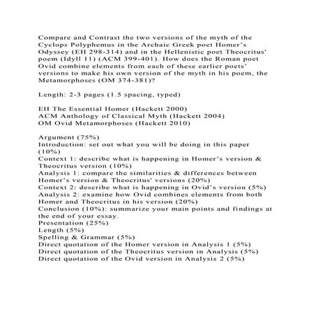Compare and Contrast the two versions of the myth of the Cyclops Pol.docx