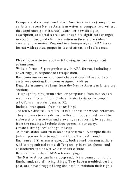 Have attitudes changed as we move from early Native American Literat.docx