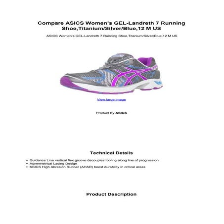 Compare asics womens gel landreth 7 running shoe titaniumsilverblue12 m us | PDF