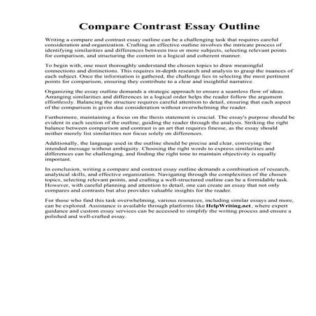 Compare Contrast Essay Outline. 010 Brainstorming Template Compare ...