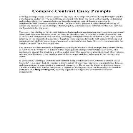 Compare Contrast Essay Prompts. Compare amp; Contrast Essays - First ...