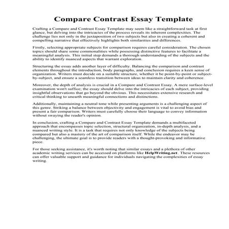 Compare Contrast Essay Template | PDF