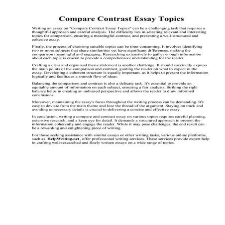 Compare Contrast Essay Topics. 018 Comparison Contrast Essay Topics ...