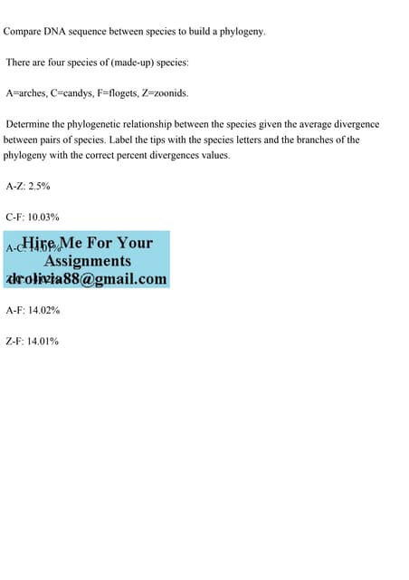 Compare DNA sequence between species to build a phylogeny. There are.pdf
