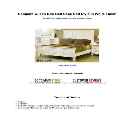 Compare queen size bed cape cod style in white finish | PDF
