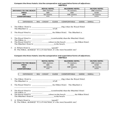Compare the three hotels | DOCX