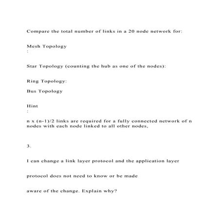 Compare the total number of links in a 20 node network forM.docx