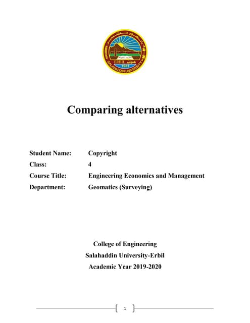 Comparing alternatives in Engineering Economics and Management | PDF Comparing alternatives in Engineering Economics and Management | PDF