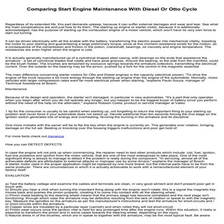 Starting Motor Maintenance | PDF