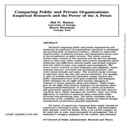 Comparing Public and Private Organizations-Empirical Research and teh ...