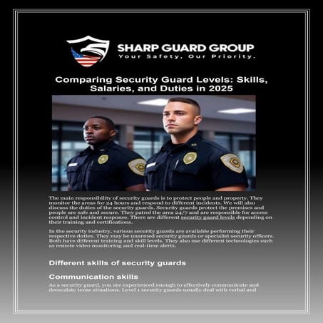 Comparing Security Guard Levels: Skills, Salaries, and Duties in 2025 | PDF