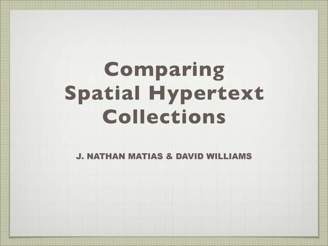 Comparing Spatial Hypertext Collections Pdf Databases Computer