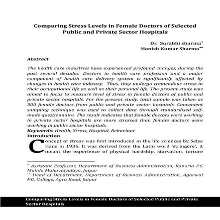 Project Proposal on Stress Management | PDF