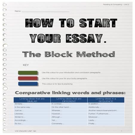 Comparing texts how to start your essay | PDF | Educational Assessment ...