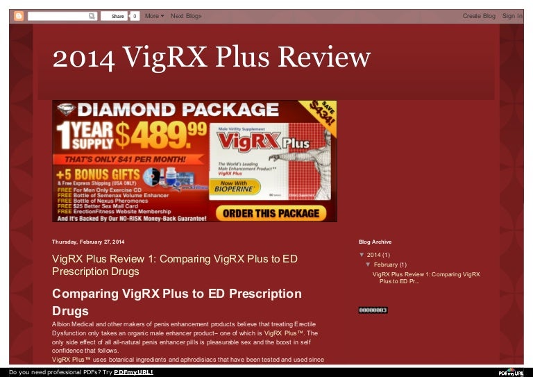 Comparing vig rx plus to ed prescription drugs