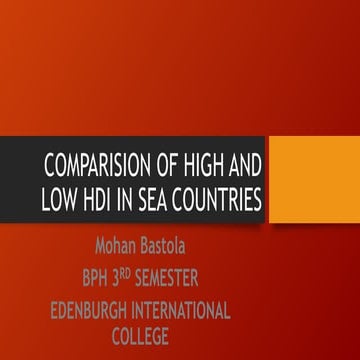 Comparison of high and low HDI in SEAR | PPTX