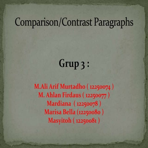 Comparison and contrast paragraph | PPTX