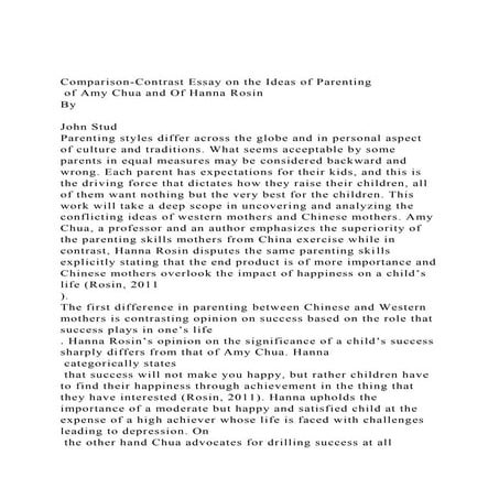 Comparison-Contrast Essay on the Ideas of Parenting of Amy Chu.docx
