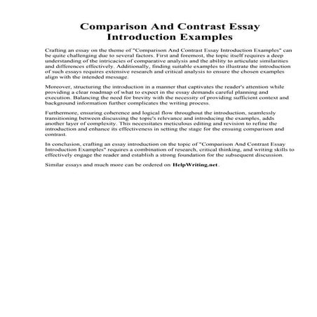 Comparison And Contrast Essay Introduction Examples | PDF | Entertainment