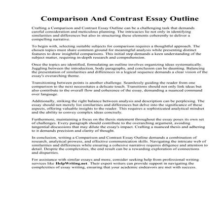 Comparison And Contrast Essay Outline | PDF