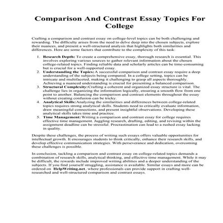 Comparison And Contrast Essay Topics For College.pdf