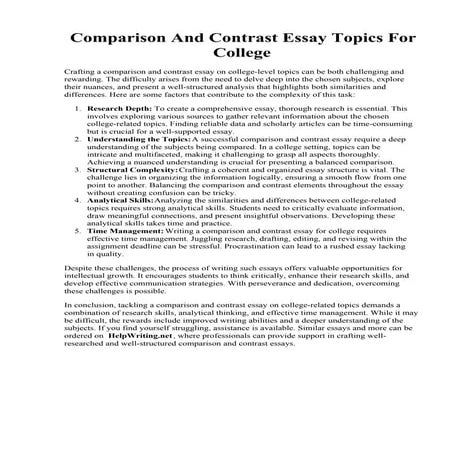 Comparison And Contrast Essay Topics For College.pdf