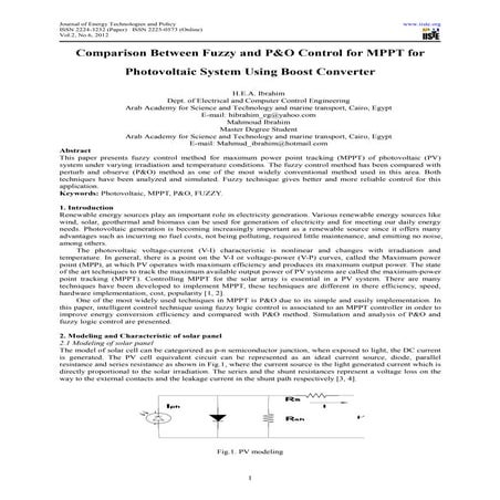 Comparison between fuzzy and p&o control for mppt for photovoltaic system using boost converter ...