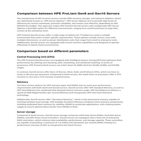 Comparison between HPE ProLiant Gen9 and Gen10 Servers.pdf