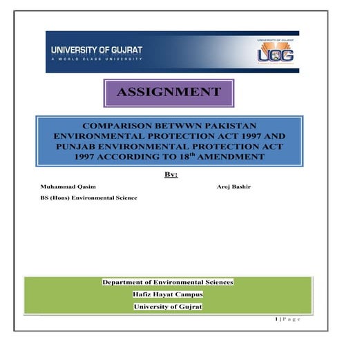 Comparison betwwn pakistan environmental protection act 1997 and punjab ...