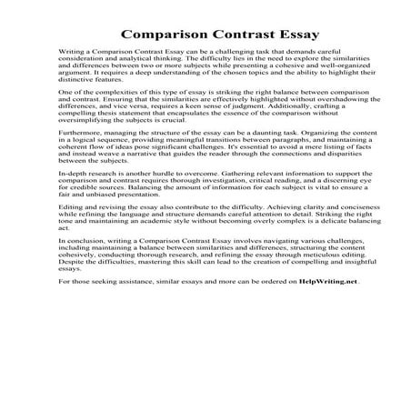 Comparison Contrast Essay | PDF