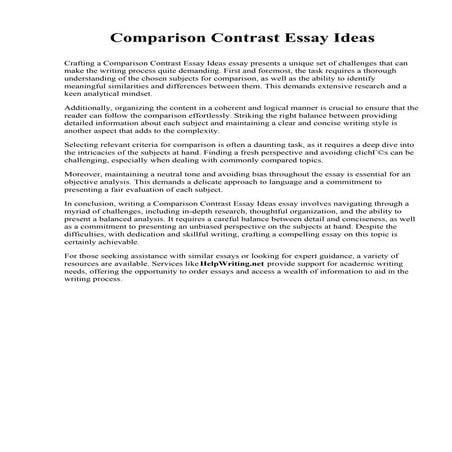 Comparison Contrast Essay Ideas.pdf | Education
