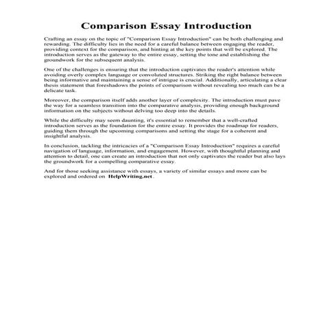 Comparison Essay Introduction. Eng 2 Comparison Essay | PDF