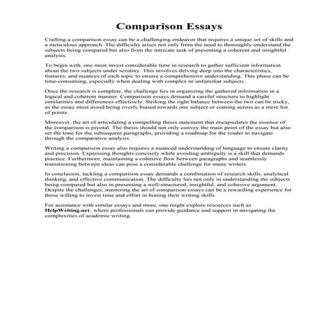 Comparison Essays | PDF