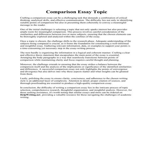 Comparison Essay Topic | PDF | Brain and Nervous System Disorders ...