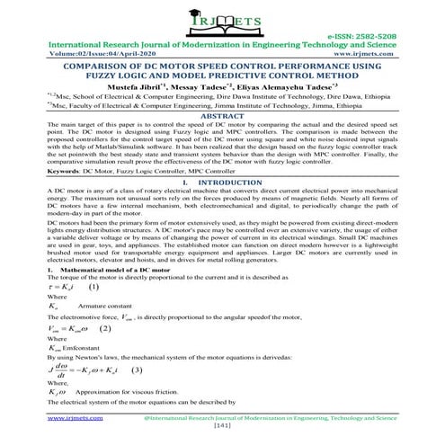 Comparison Of Dc Motor Speed Control Performance Using Fuzzy Logic And Model Predictive Control 