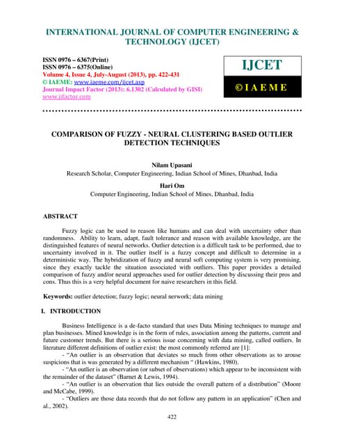Comparison Of Fuzzy Neural Clustering Based Outlier Detection 8846