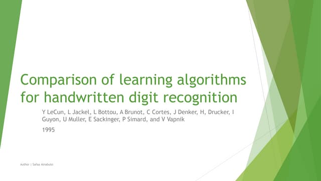 Comparison Of Learning Algorithms For Handwritten Digit Recognition Pptx