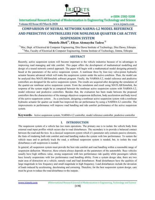 Neural Network Based Controllers Design For Nonlinear Quarter Car Active Suspension System Pdf