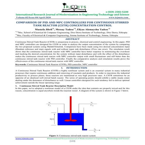 Comparison Of Pid And Mpc Controllers For Continuous Stirred Tank