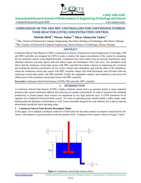 Comparison Of Pid And Mpc Controllers For Continuous Stirred Tank