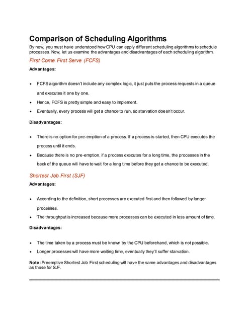Comparison of scheduling algorithms | PDF Comparison of scheduling algorithms | PDF