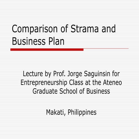 Comparison of strama and business plan | PPT