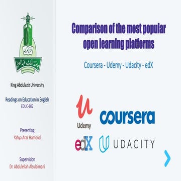 Comparison of the most popular open learning platforms | PPTX