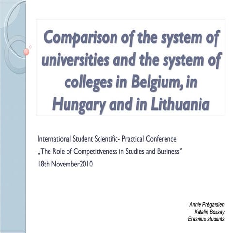 Comparison of the system of universities and the 2 | PPT