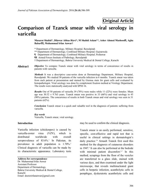 A study on the effectiveness of tzanck smear to diagnose the ...