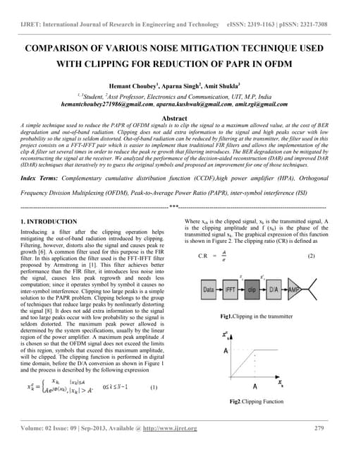 Comparison Of Various Noise Mitigation Technique Used With Clipping For