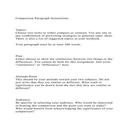 Comparison Paragraph InstructionsTopics Choose two item.docx