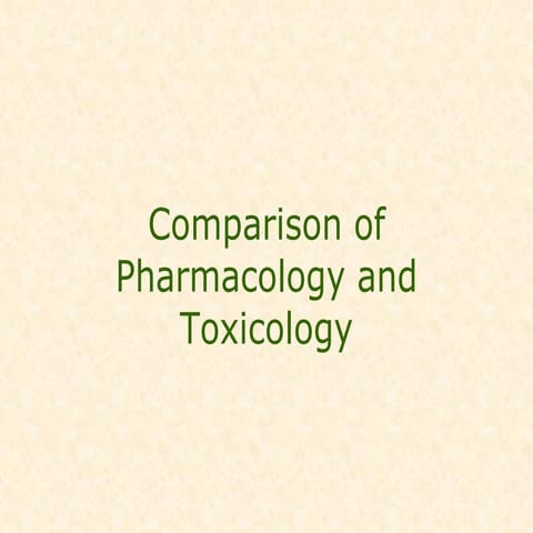 Comparison of Pharmacology and Toxicology | PPT