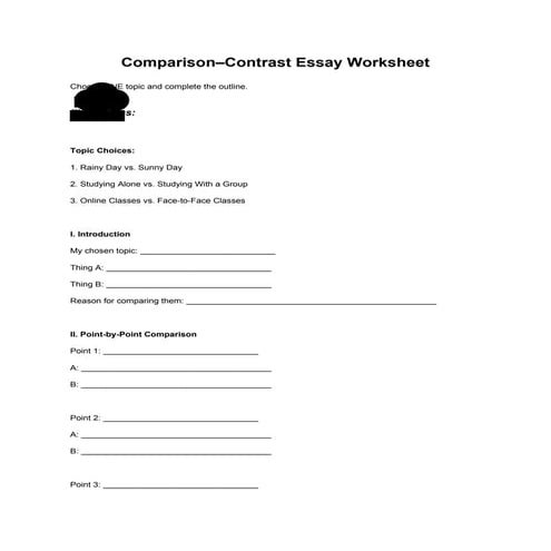 comparison worksheet for grade seven english | PDF